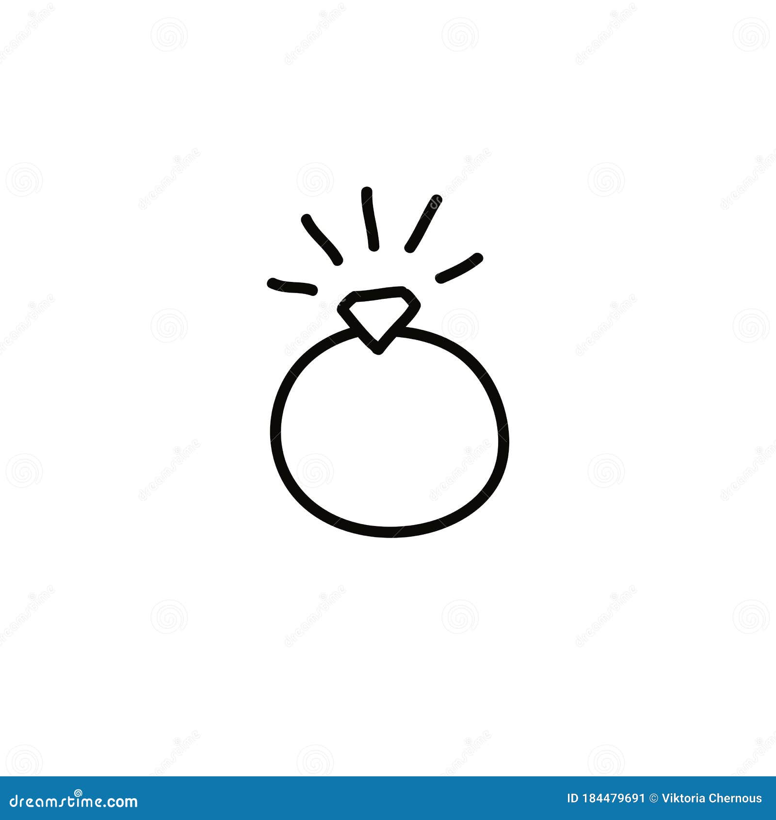 Ring with a Diamond Doodle Icon Stock Illustration - Illustration of ...