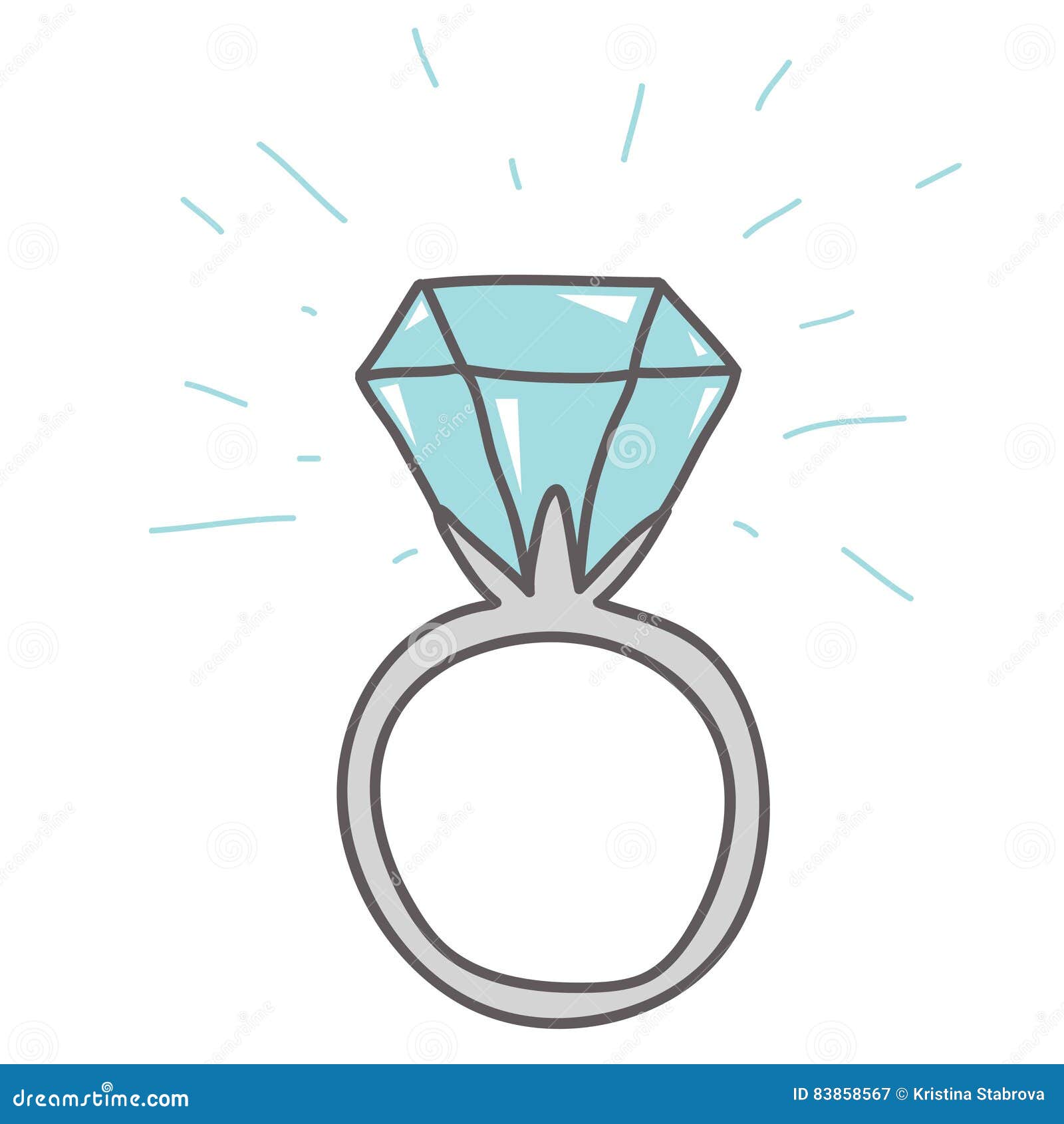 Ring with a Diamond. Doodle Icon Stock Vector - Illustration of happy ...