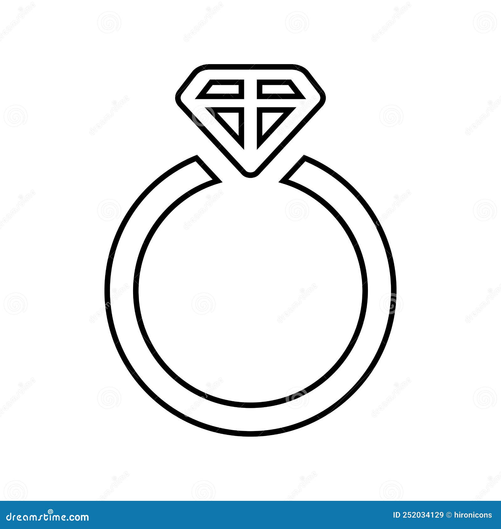 Ring, Diamond, Gold Outline Icon. Line Art Vector Stock Vector ...
