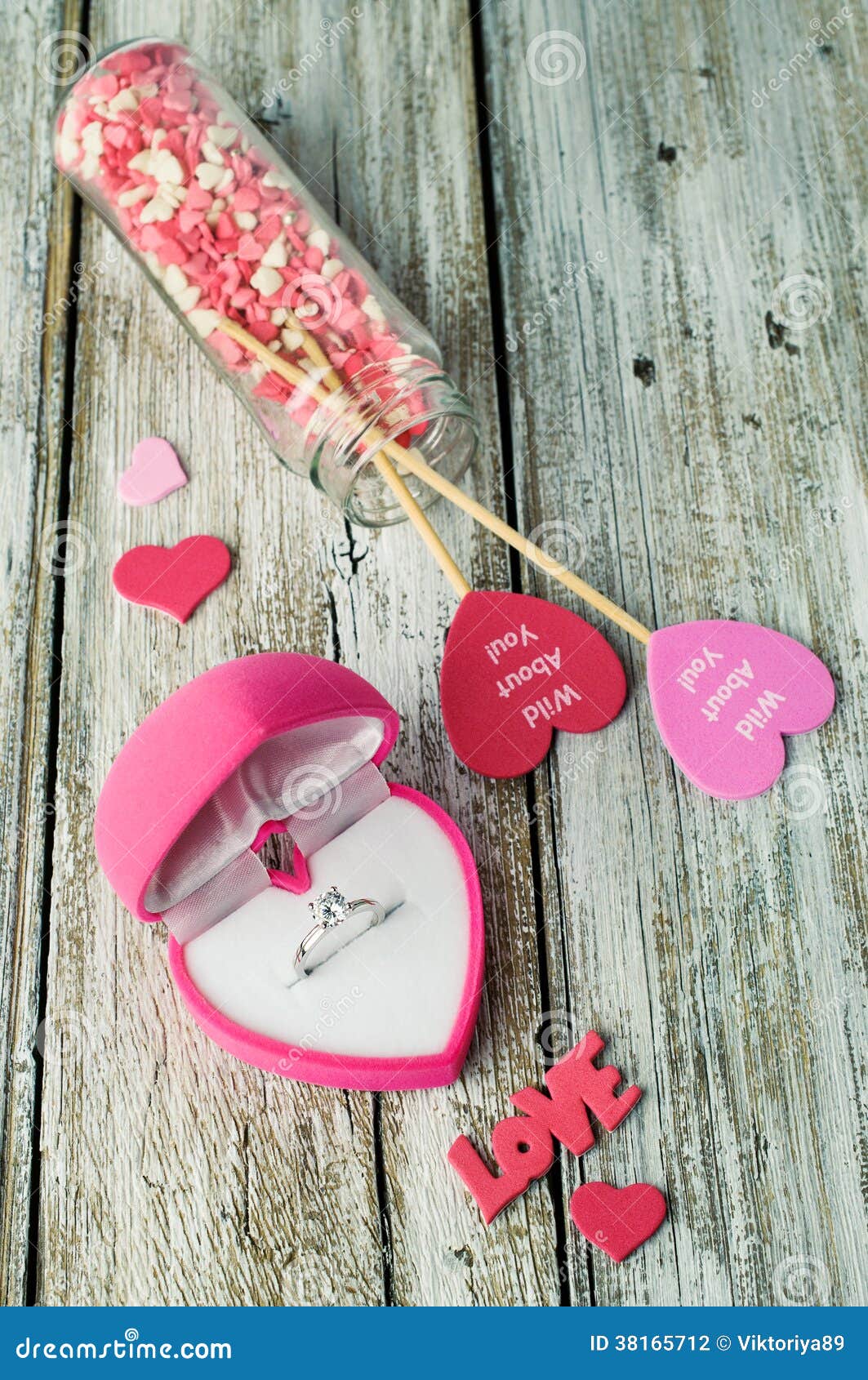 Ring with Diamond in Heart Shaped Box Stock Photo - Image of union ...