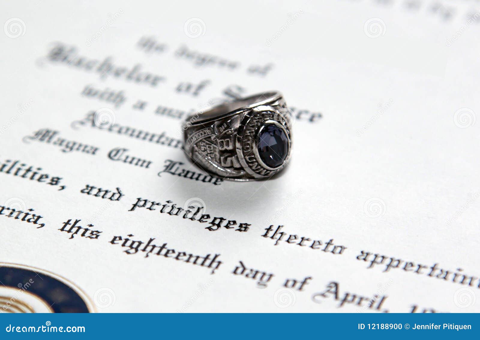 Ring on Diploma stock photo. Image of laude, accounting - 12188900