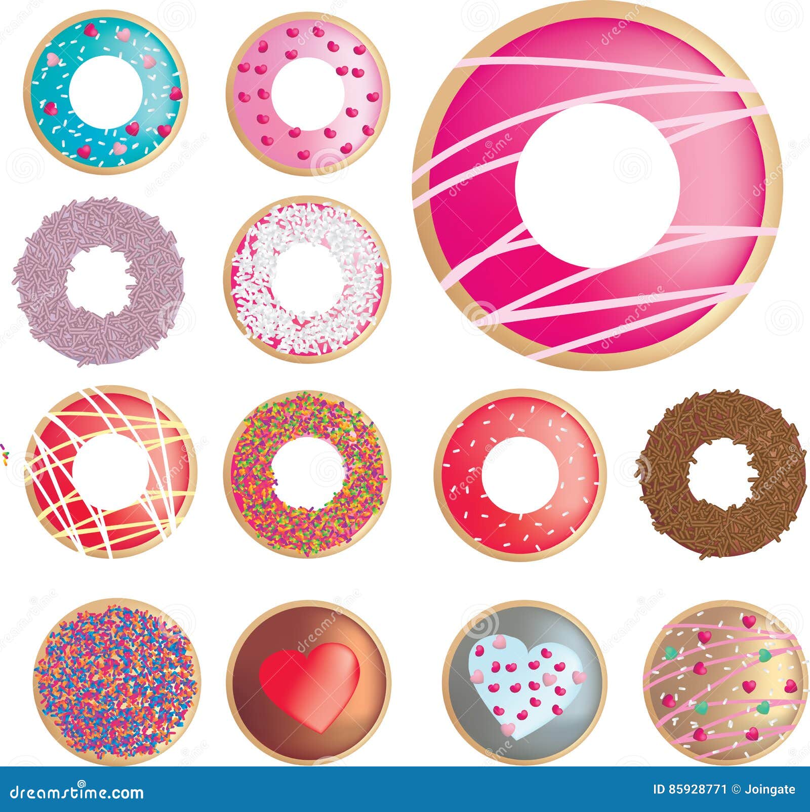 Ring Donut Collection of Different Flavours Stock Vector - Illustration ...