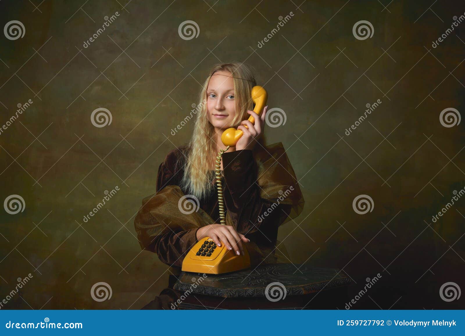 Ring Elegant Young Girl With Long Blonde Hair Wearing Medieval Dress