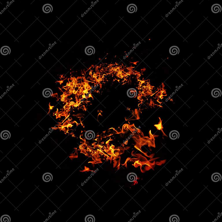 Ring of Fire in Black Background, Abstract Blaze Fire Flame Texture ...