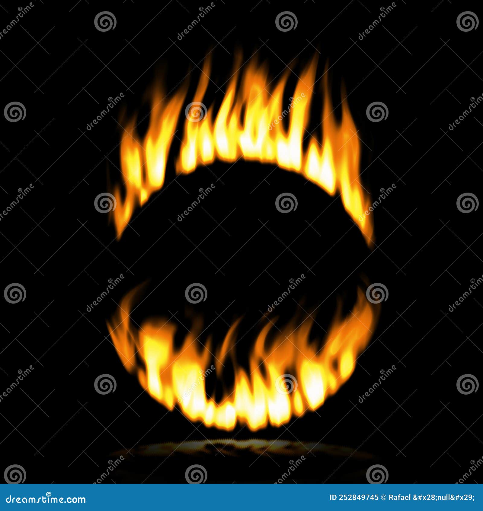 Ring Of Fire Black Background With Intense Flames Stock Image ...