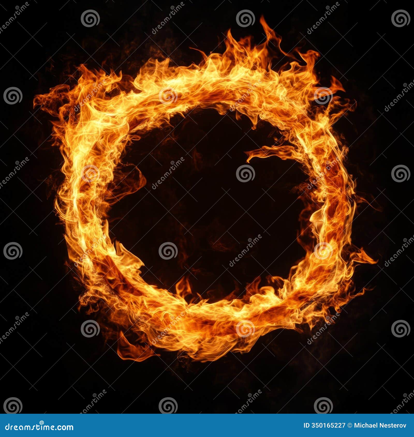 Ring of Fire Burning Brightly Against Black Background Stock ...