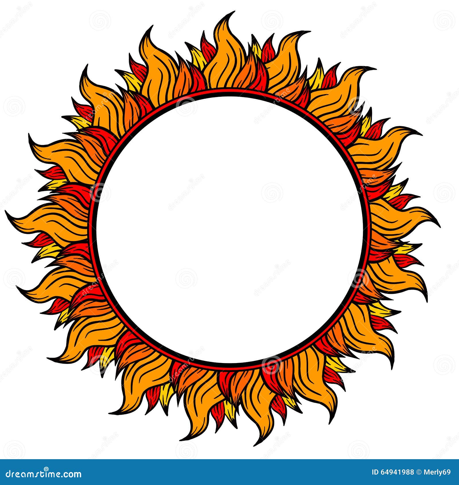 Ring of Fire Circular Frame Isolated on White Background, Vector ...