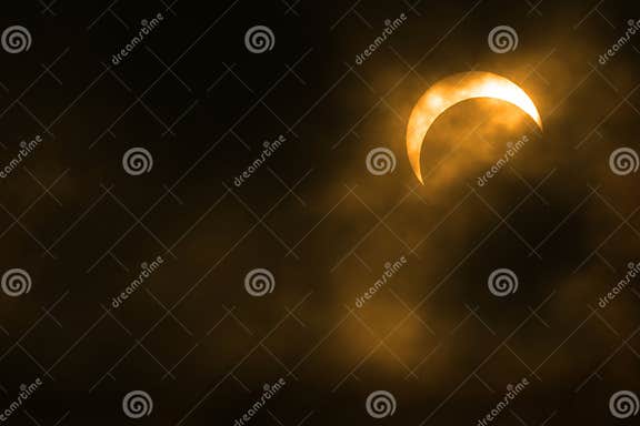 Ring of Fire Eclipse of Moon with Clouds Details Stock Image - Image of ...