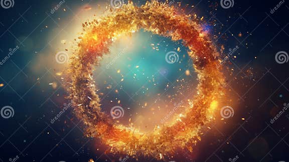 A Ring of Fire with a Explosion of Colored Powder Stock Image - Image ...