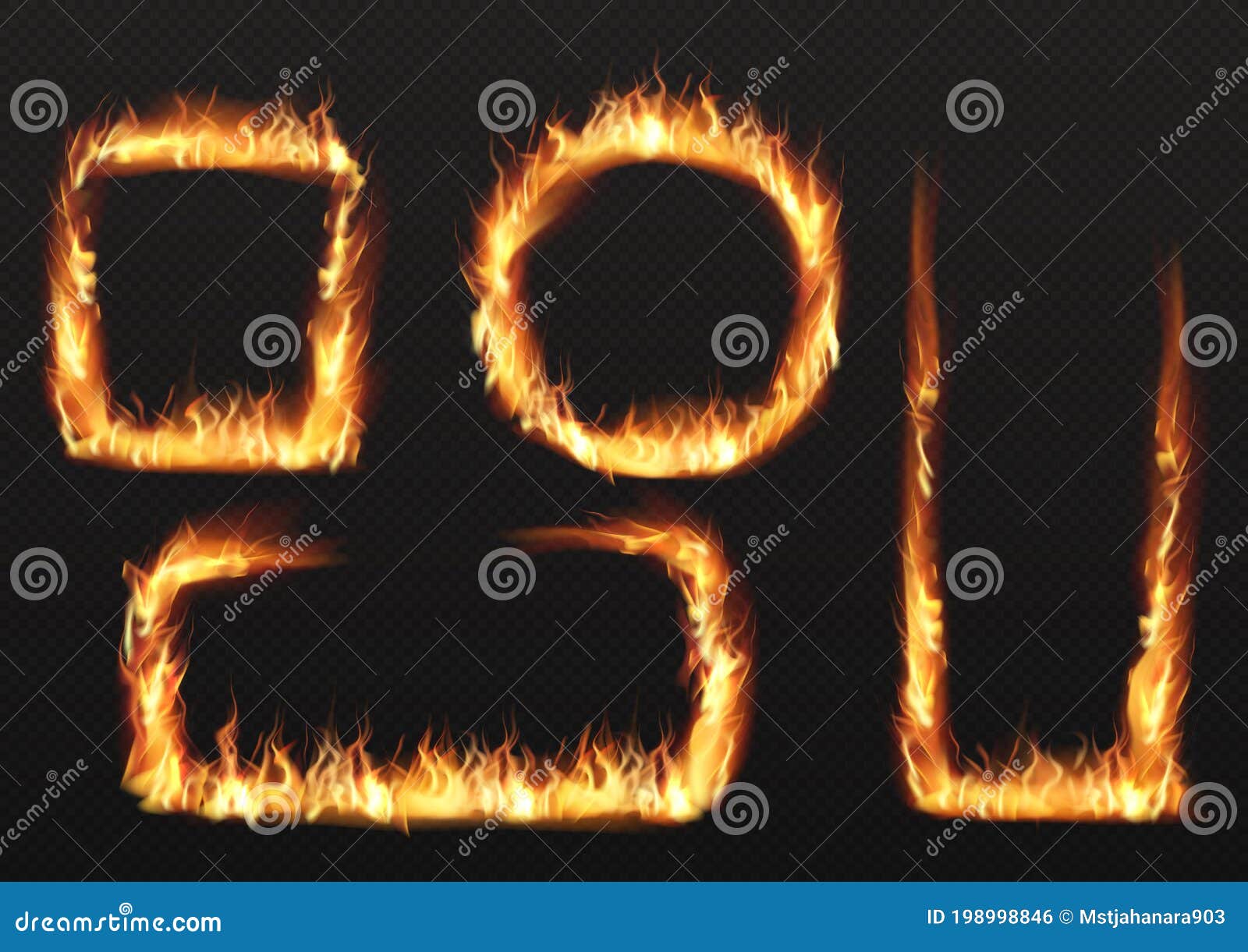 Ring Fire Flame, Burning Different Shapes Frames Stock Vector ...