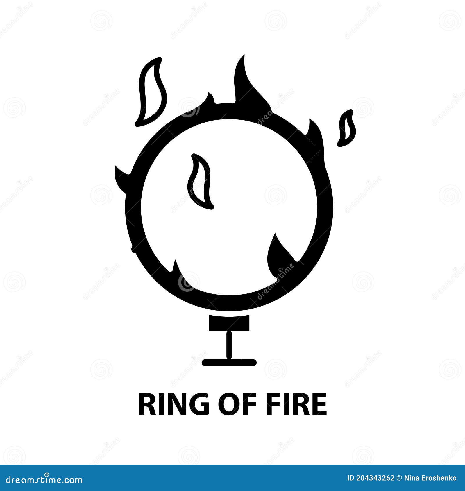 Ring of Fire Icon, Black Vector Sign with Editable Strokes, Concept ...