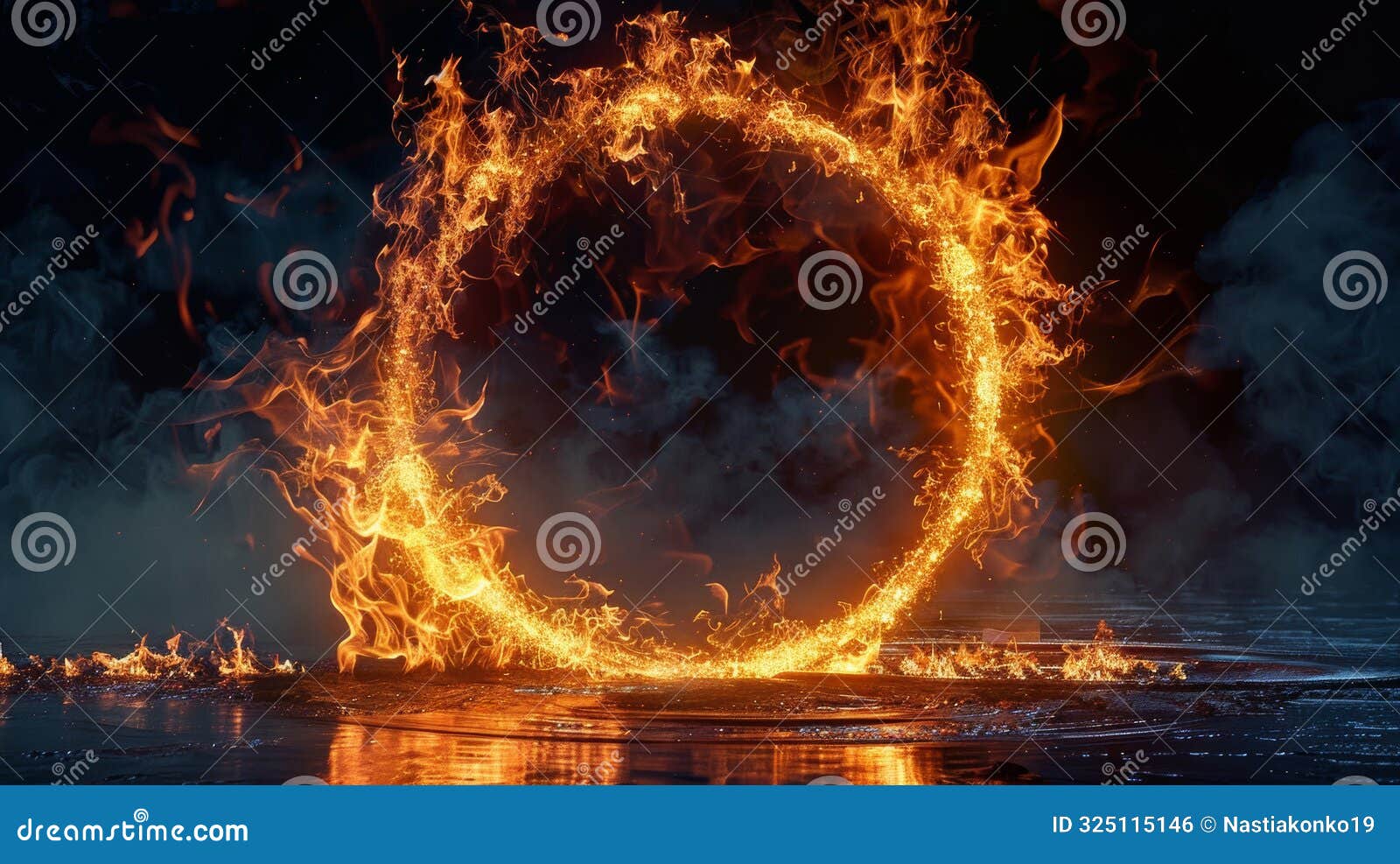 Ring of Fire Suspended Over Water with Dramatic Background, Mystical ...