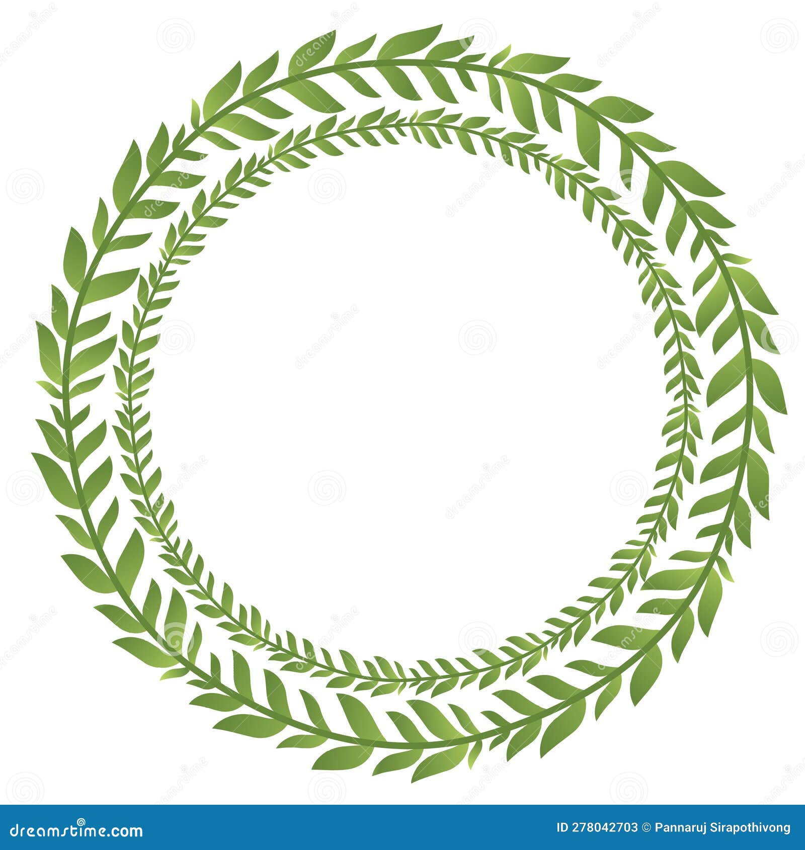 Ring Frame Green Leaf Vector Flower Frame Wreath Floral Leaf Foliage ...