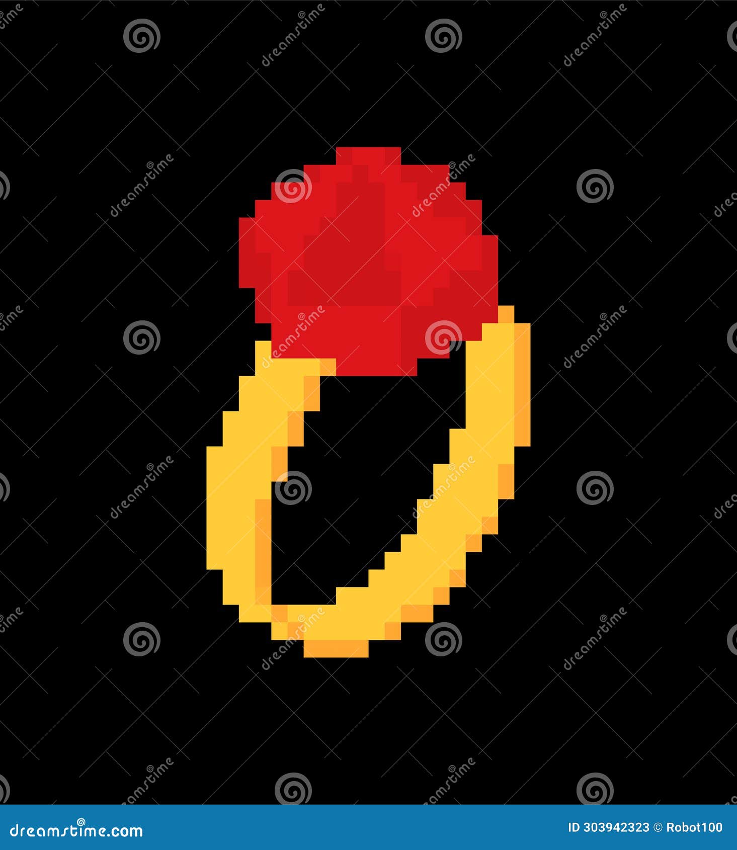 Ring with Garnet Pixel Art. 8 Bit Engagement Ring with Precious Stone ...