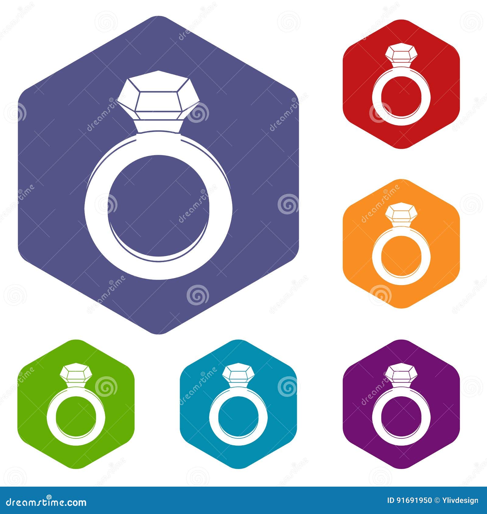 Ring with Gemstone Icons Set Hexagon Stock Vector - Illustration of ...