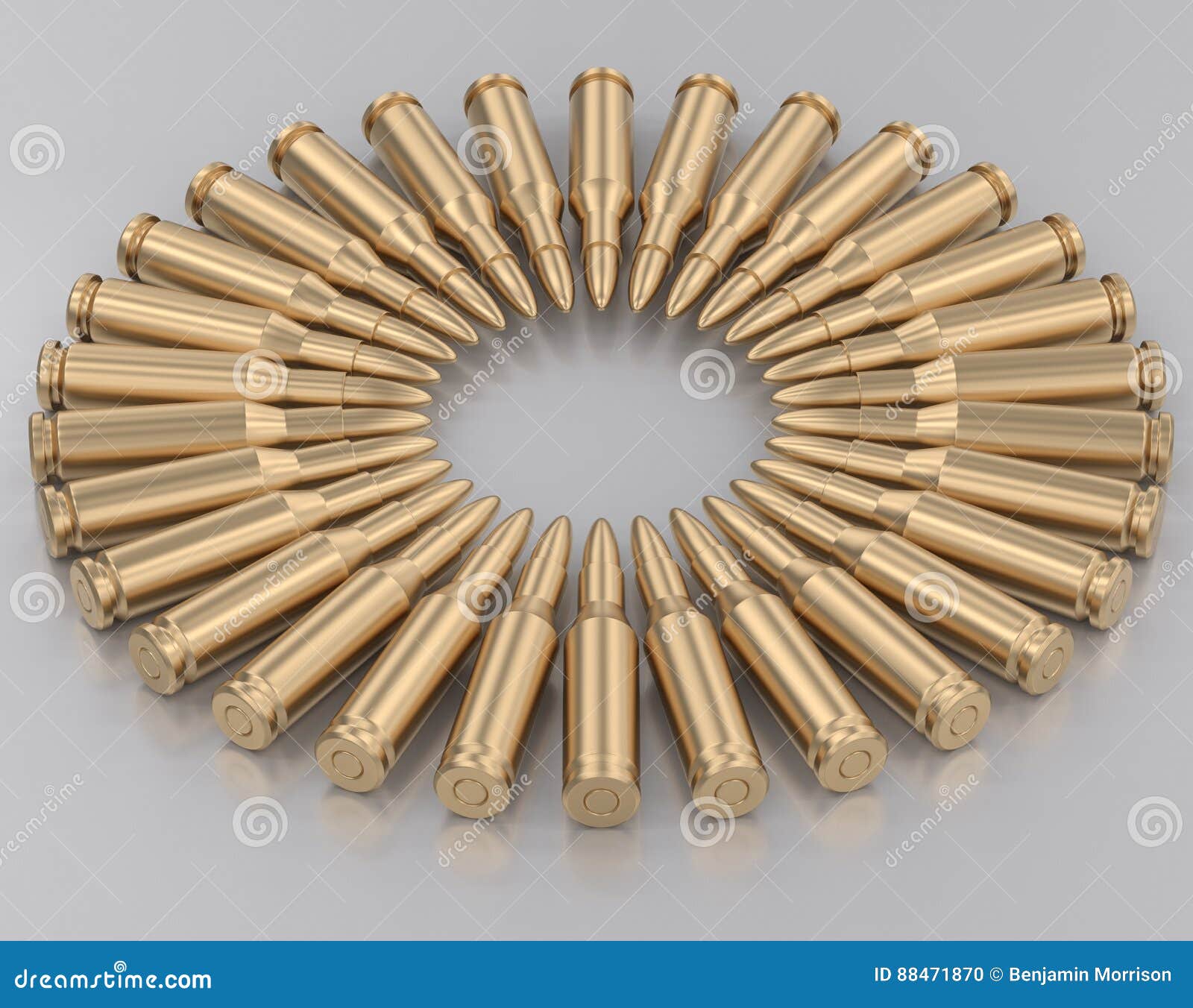 Bullets On White Background. A Group Of Rifle Bullets Isolated On White ...