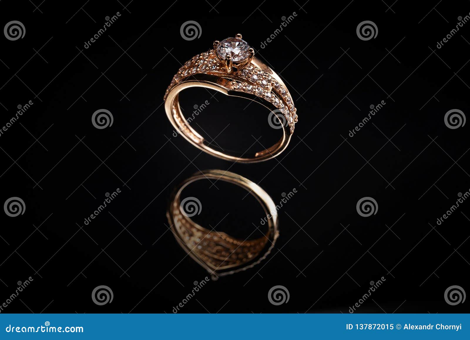 Ring of Gold Decorated with Lots of Stones Stock Image - Image of ...