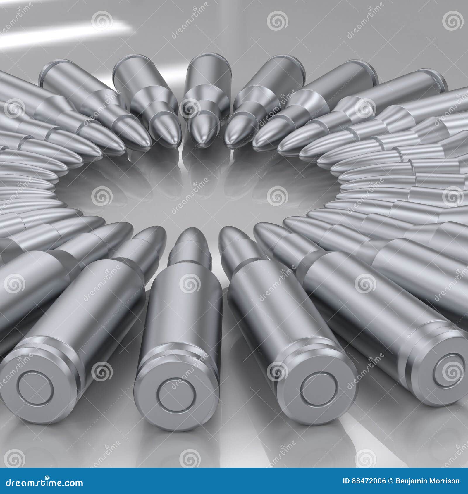 Ring of Gold Rifle Rounds on White Background Stock Illustration ...