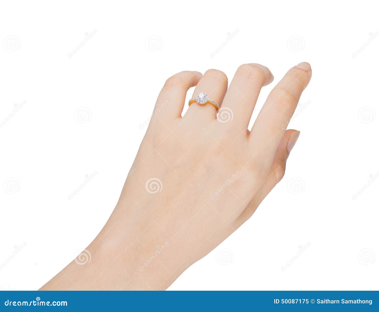 Ring in Hand Woman Isolate on White Background. Stock Image - Image of ...