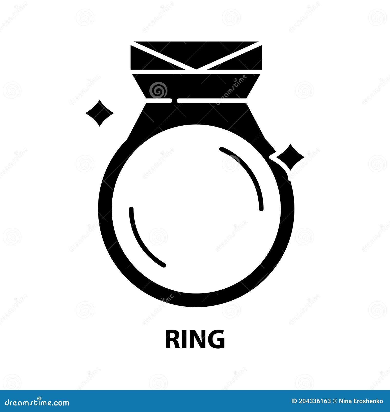 Ring Icon, Black Vector Sign with Editable Strokes, Concept ...