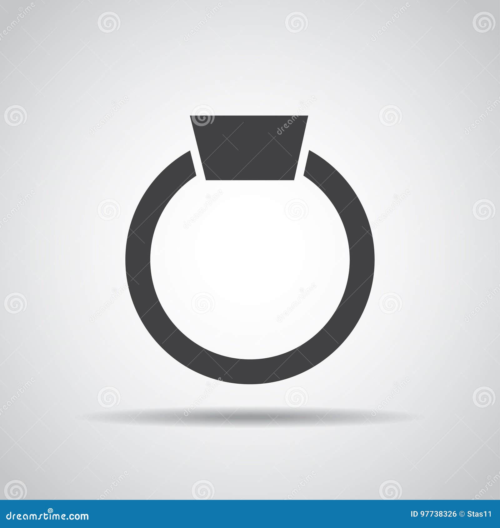 Ring Icon with Shadow on a Gray Background. Vector Illustration Stock ...