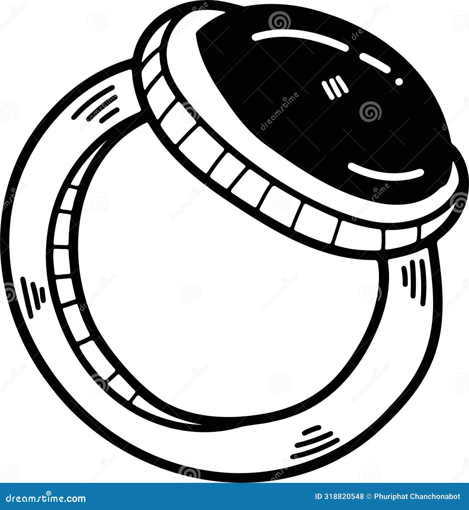 Ring Illustration Hand Drawn in Line Style Stock Vector - Illustration ...