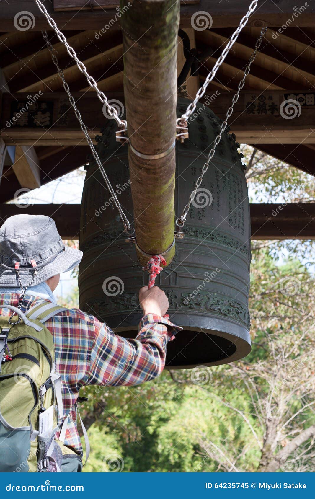 Ring a Japanese Shrine Bell Stock Image - Image of trees, worship: 64235745