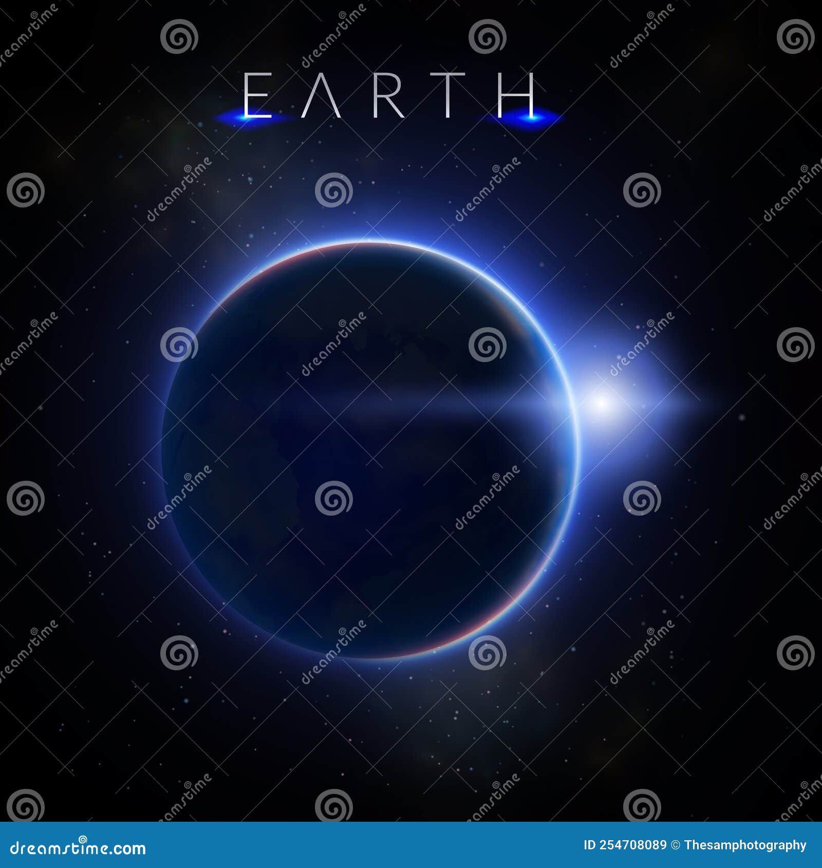 Ring of Light Behind the Planet Earth Stock Illustration - Illustration ...