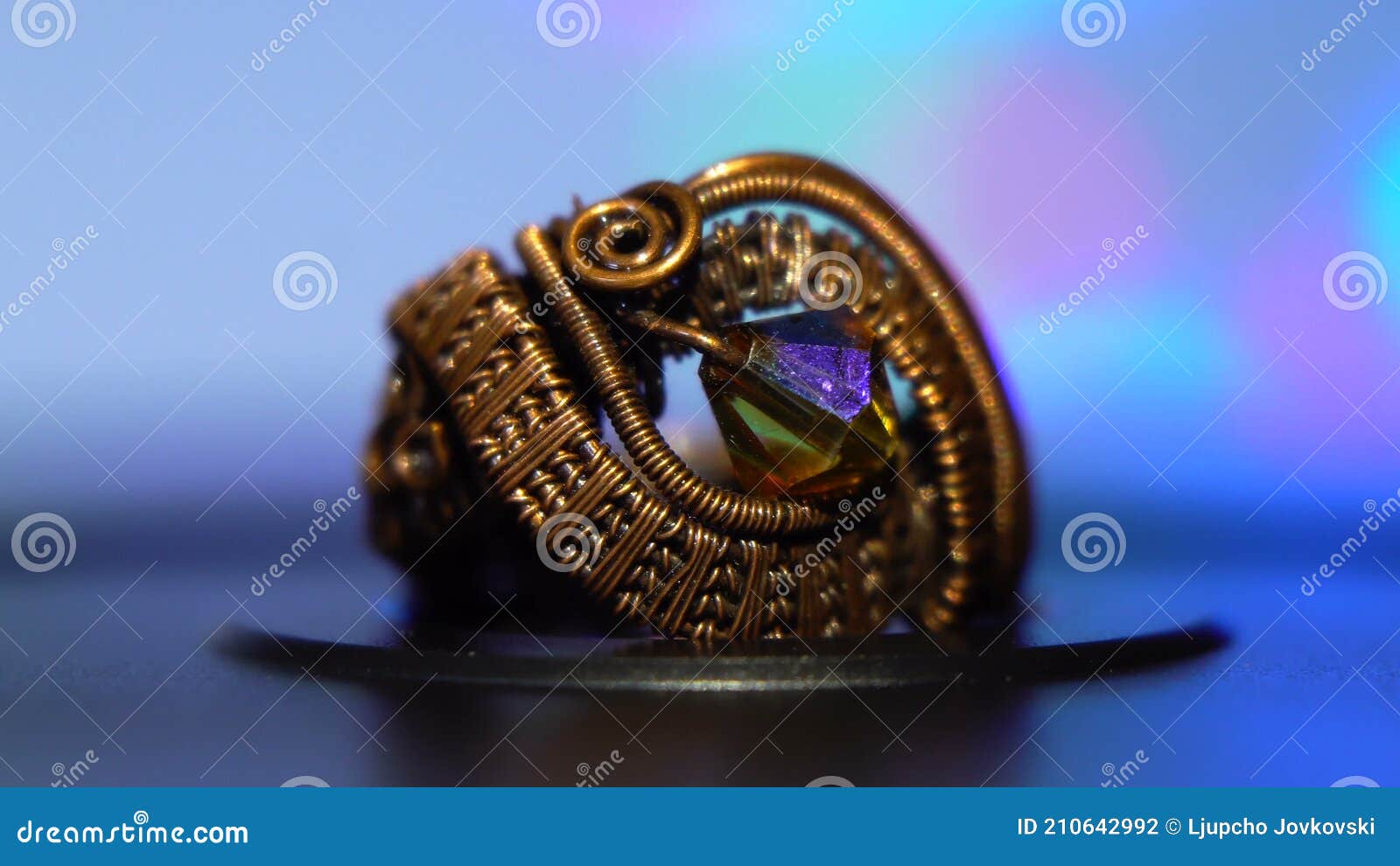 Ring Made of Copper Wire with Stone, in Wrapping Technique Stock ...