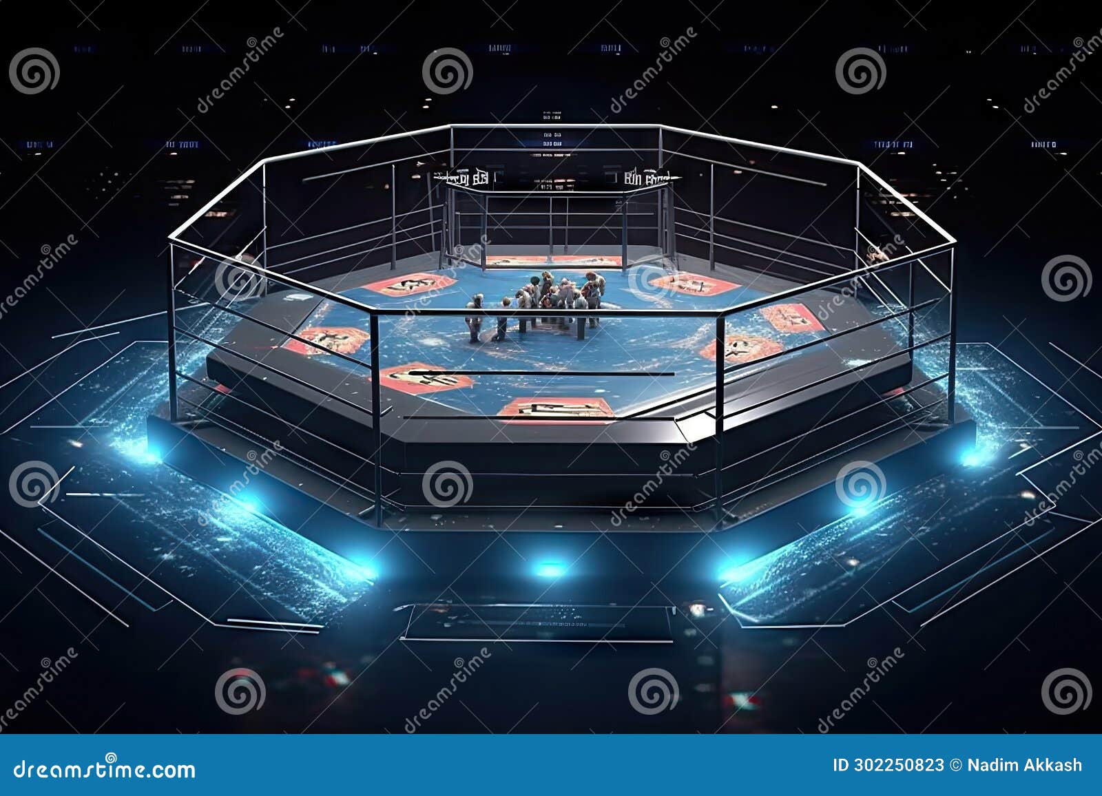 Ring Octagon, Arena Boxing Fight MMA Stock Illustration - Illustration ...
