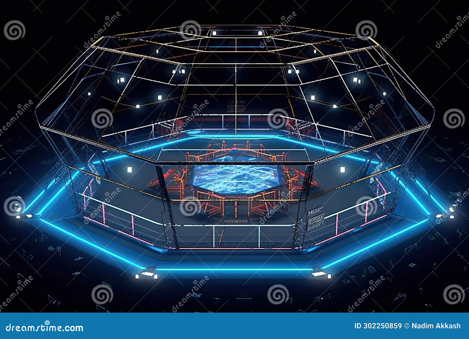 Ring Octagon, Arena Boxing Fight MMA Stock Illustration - Illustration ...
