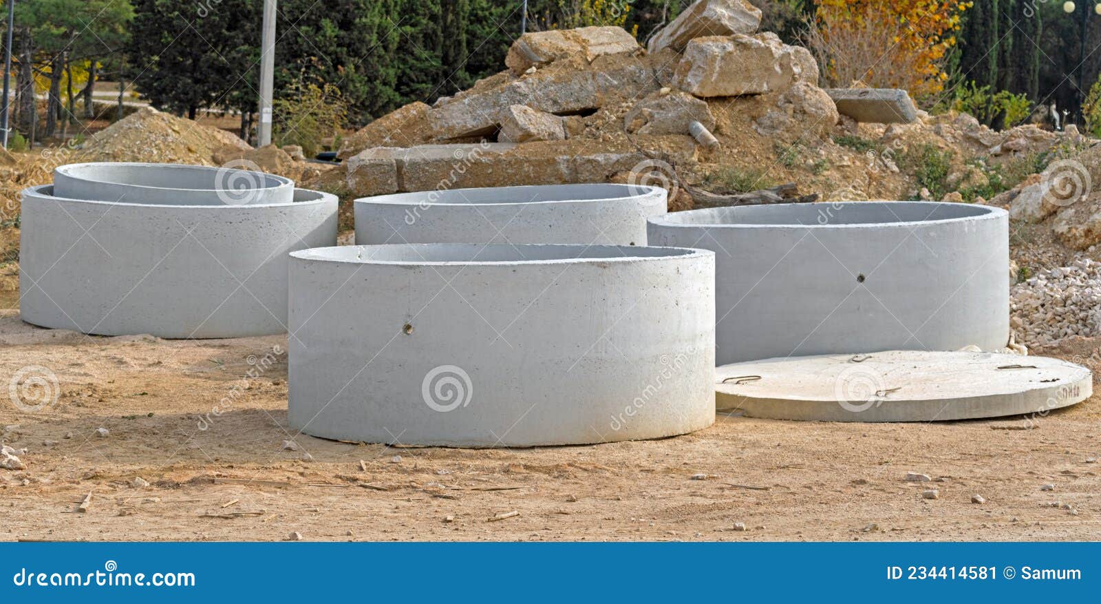 Reinforced Concrete Ring for the Well and Sewer Stock Image - Image of ...