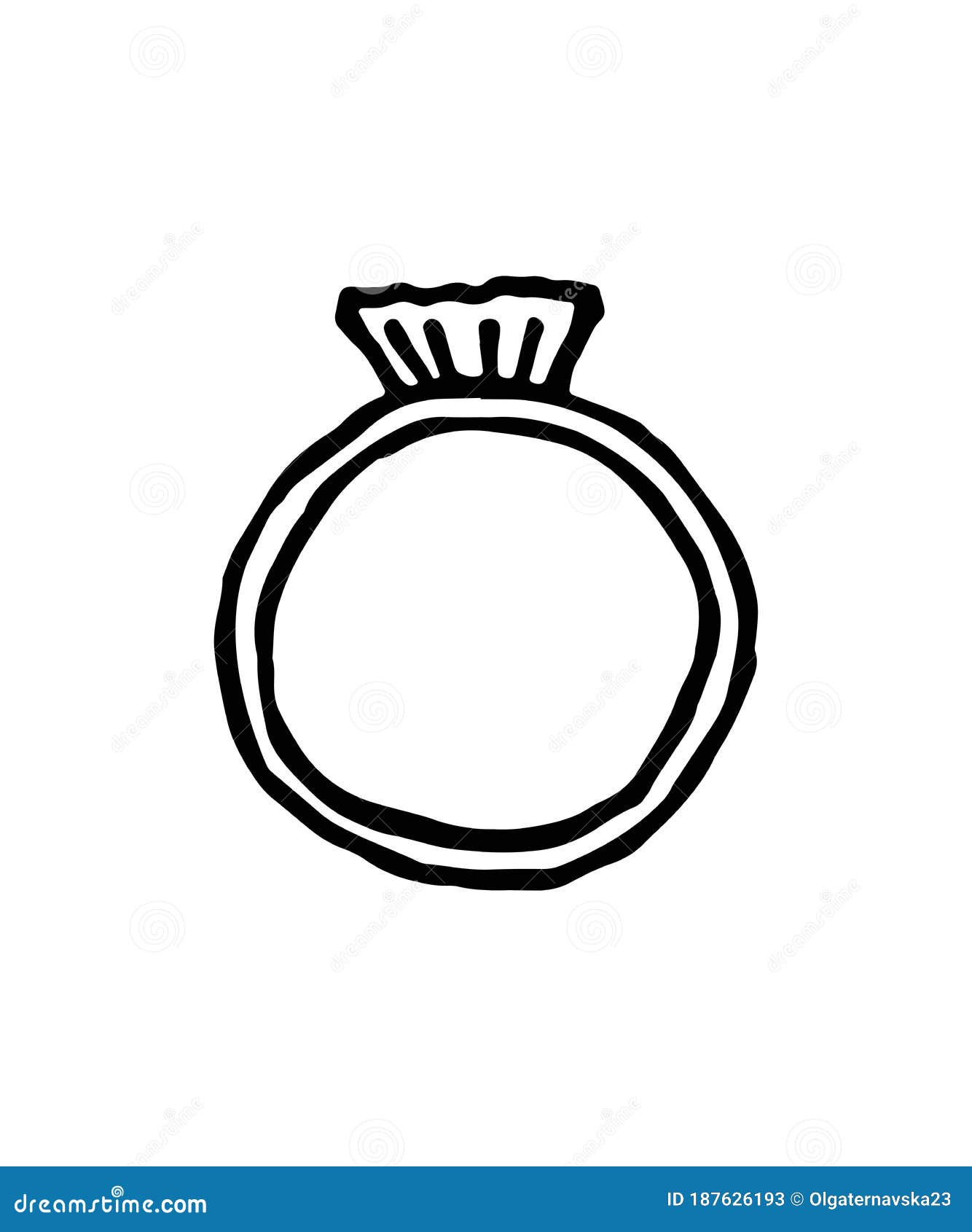 A Ring is Painted in Doodle Style. Ring Icon, Vector Illustration. Flat ...