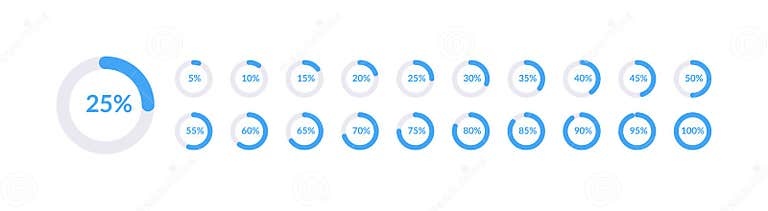 Ring Pie Chart with Percentage Value Isolated on White Stock Vector ...
