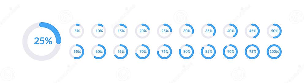Ring Pie Chart with Percentage Value Isolated on White Stock Vector ...