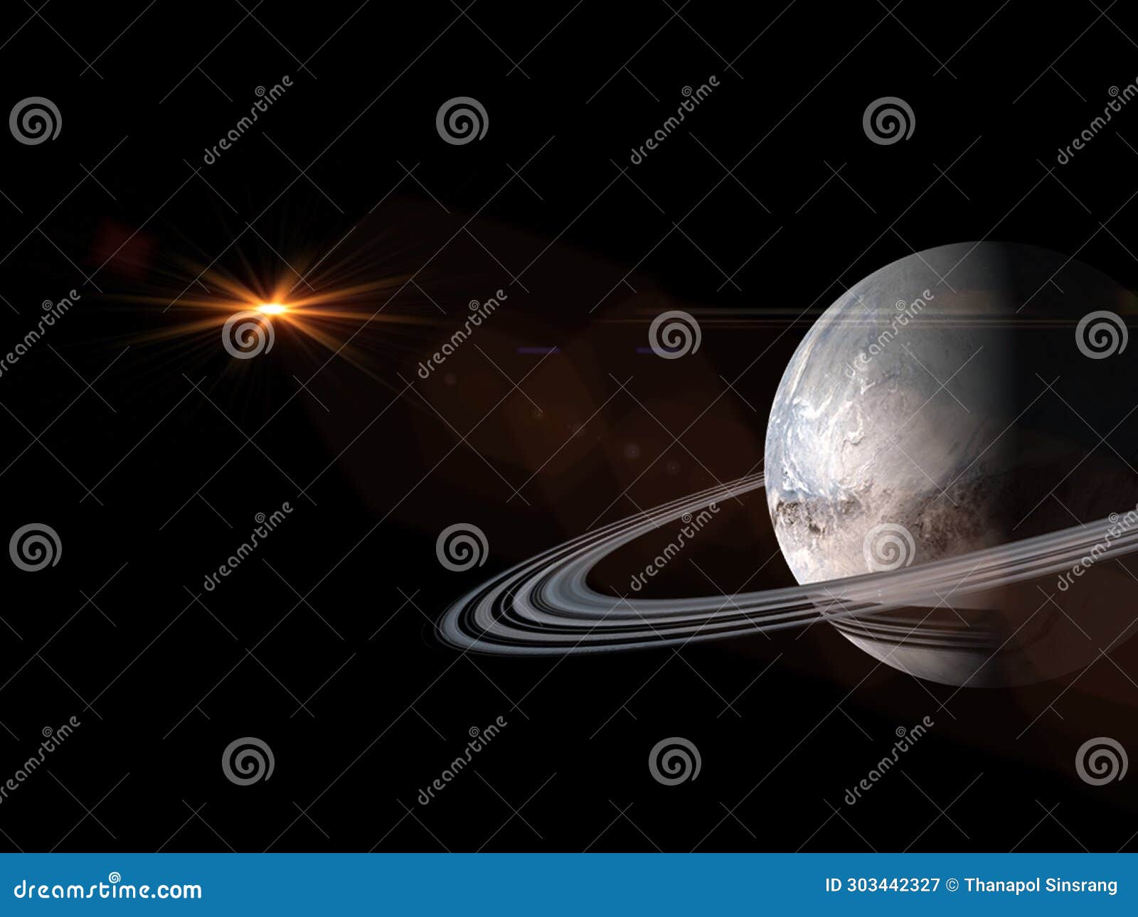 Ring Planet and Distant Star Stock Illustration - Illustration of ...