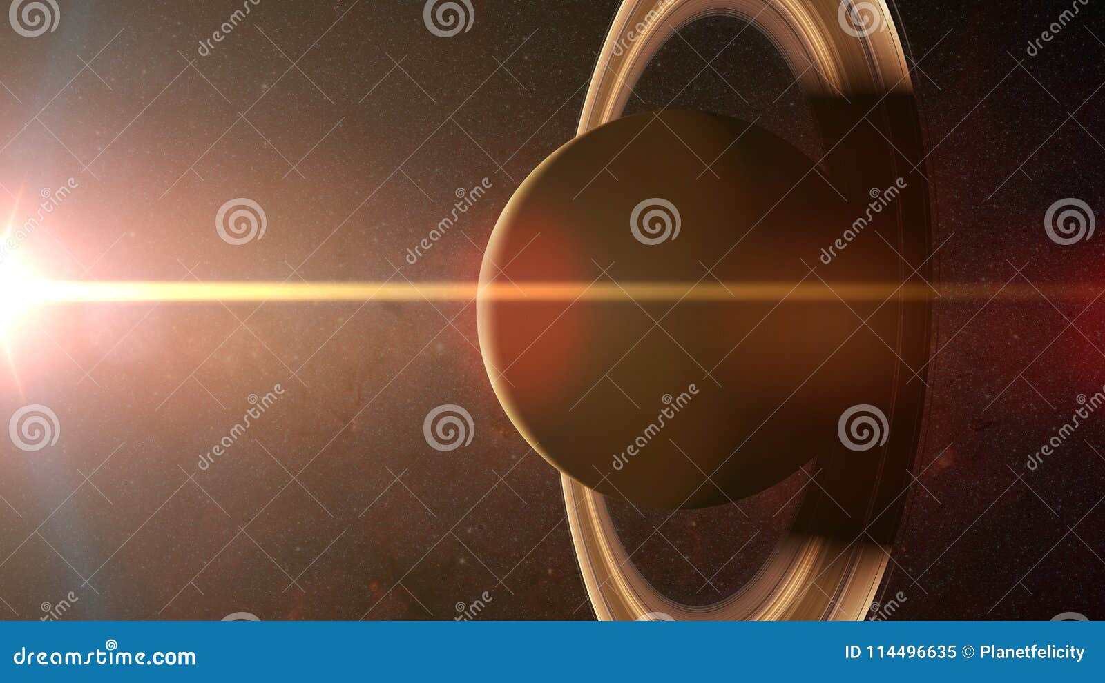 Golden Sunrise Over the Planet Saturn Stock Image - Image of artistic ...