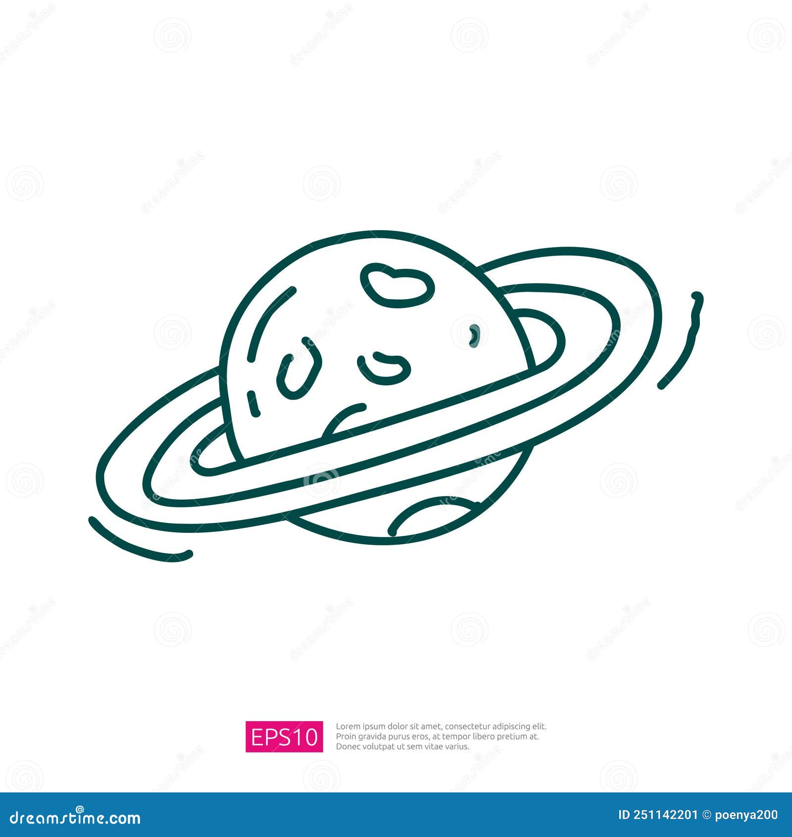 Ring Planet Saturn Doodle Icon Stock Vector - Illustration of draw ...