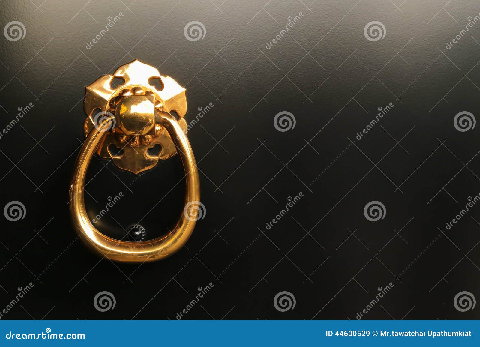 Ring Pull Handle on Black Door Stock Image - Image of antique, black ...