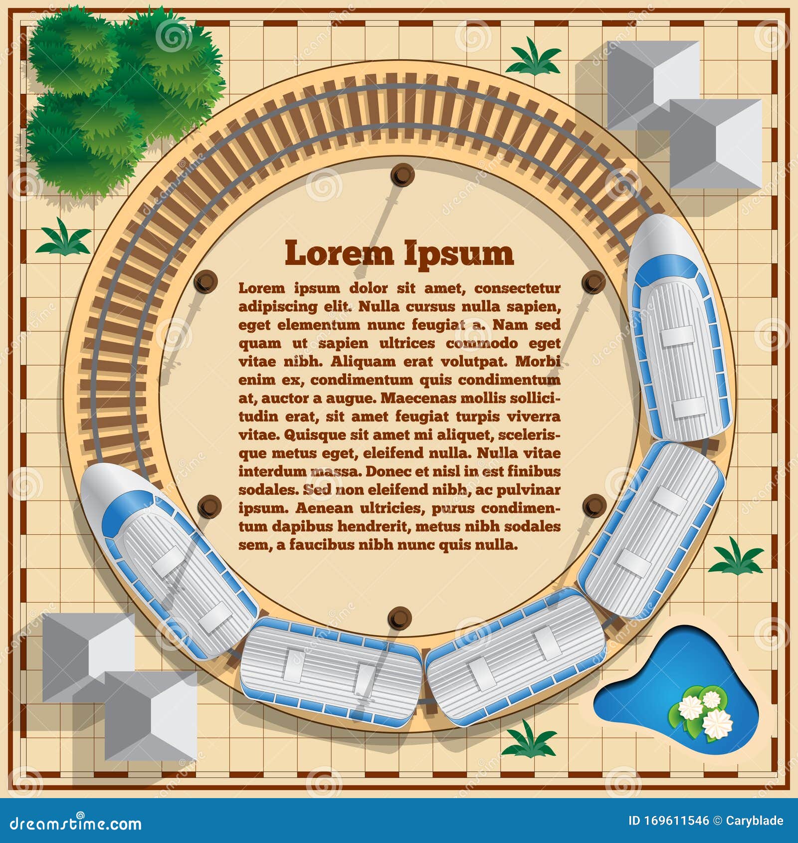The Ring Railway with a Train. Stock Vector - Illustration of concept ...