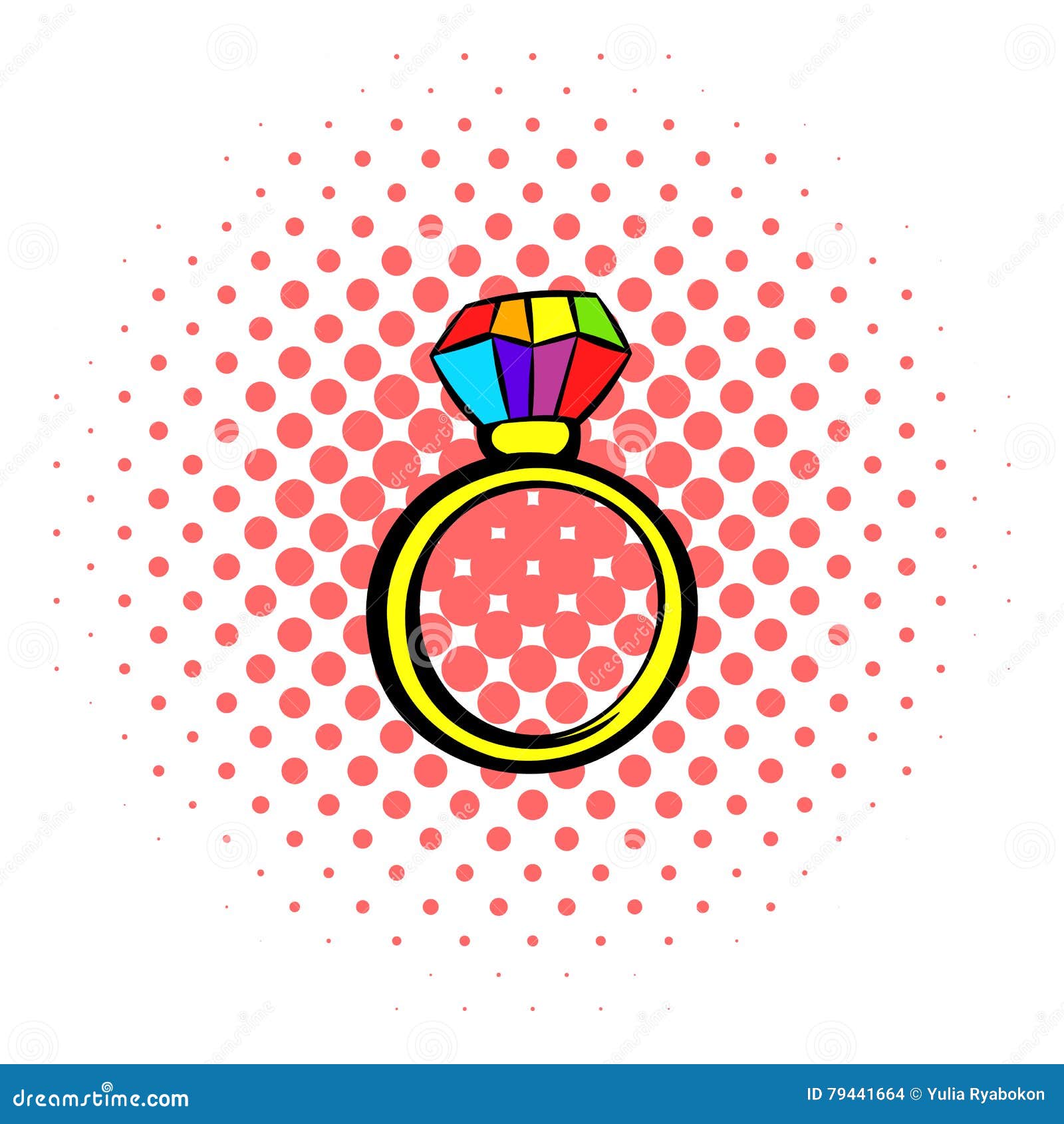 Ring with Rainbow Diamond Icon, Comics Style Stock Vector ...