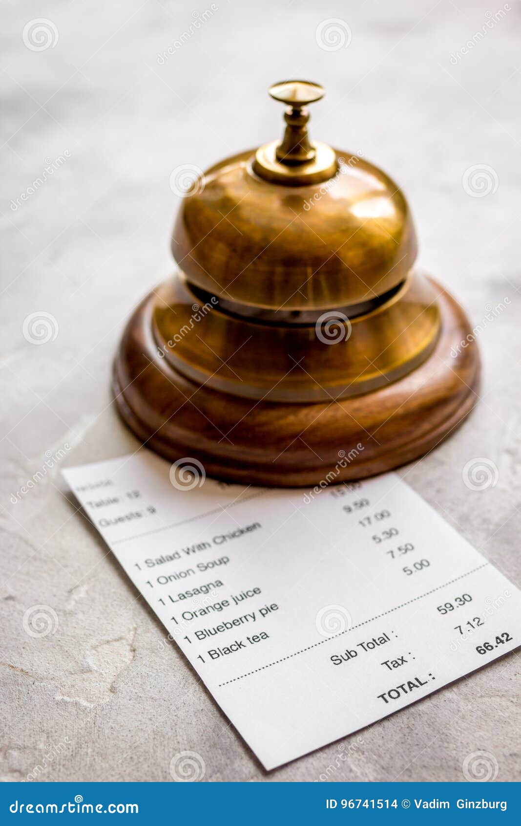 Ring and Receipt Bill for Payment by Credit Card on Stone Table ...