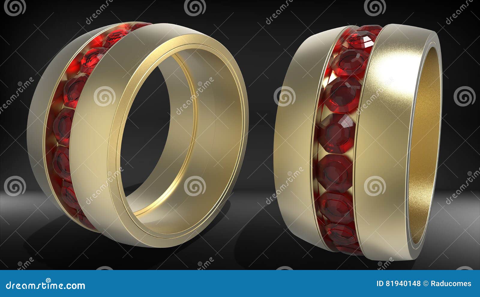 Ring with red jewels stock illustration. Illustration of gift - 81940148