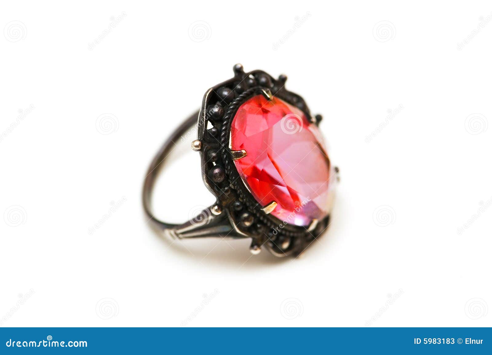 Ring with Red Stone Isolated on the White Stock Image - Image of jewel ...