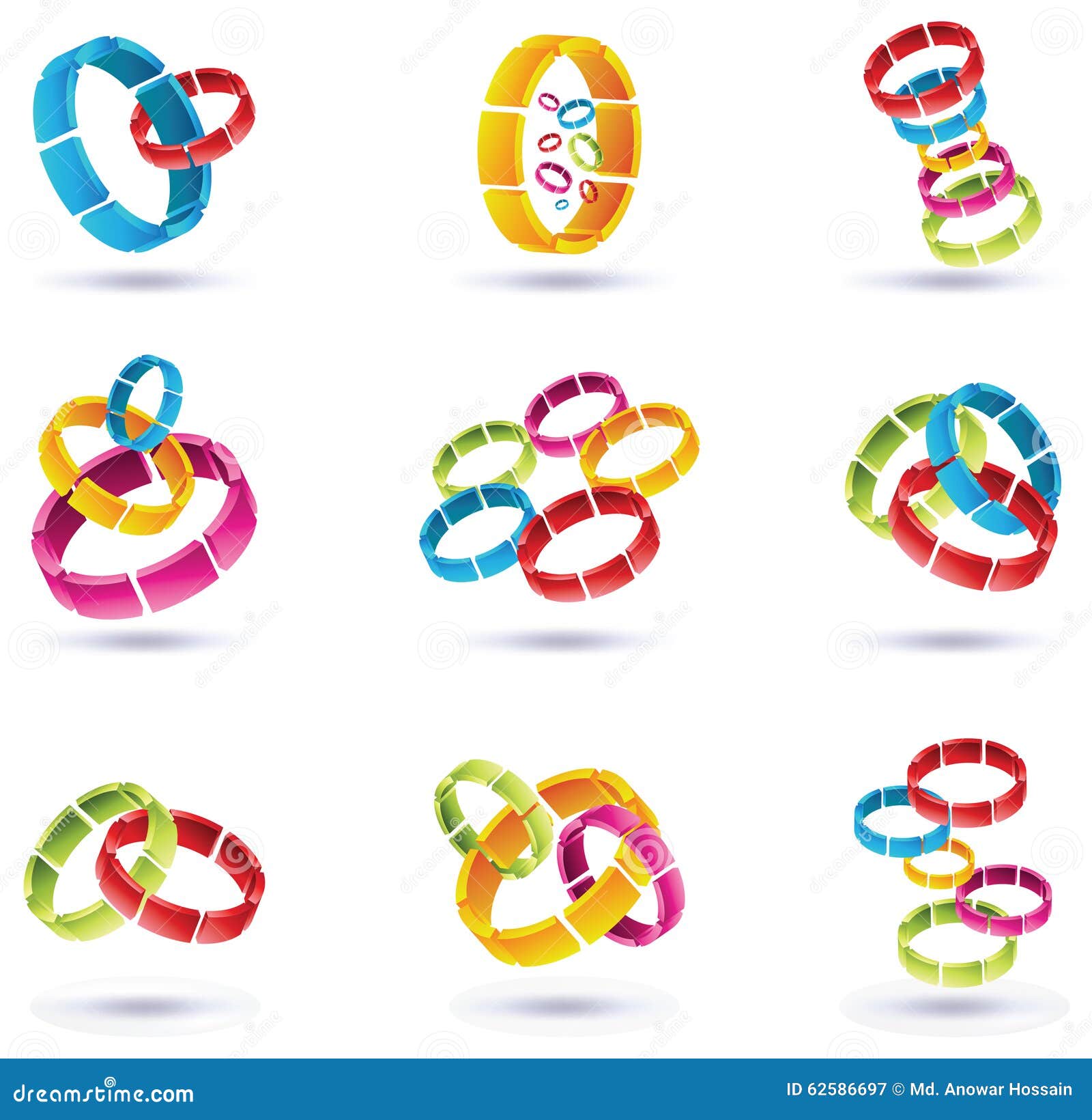 Ring Shape Logo Set 01 illustration de vecteur. Illustration du boucle ...