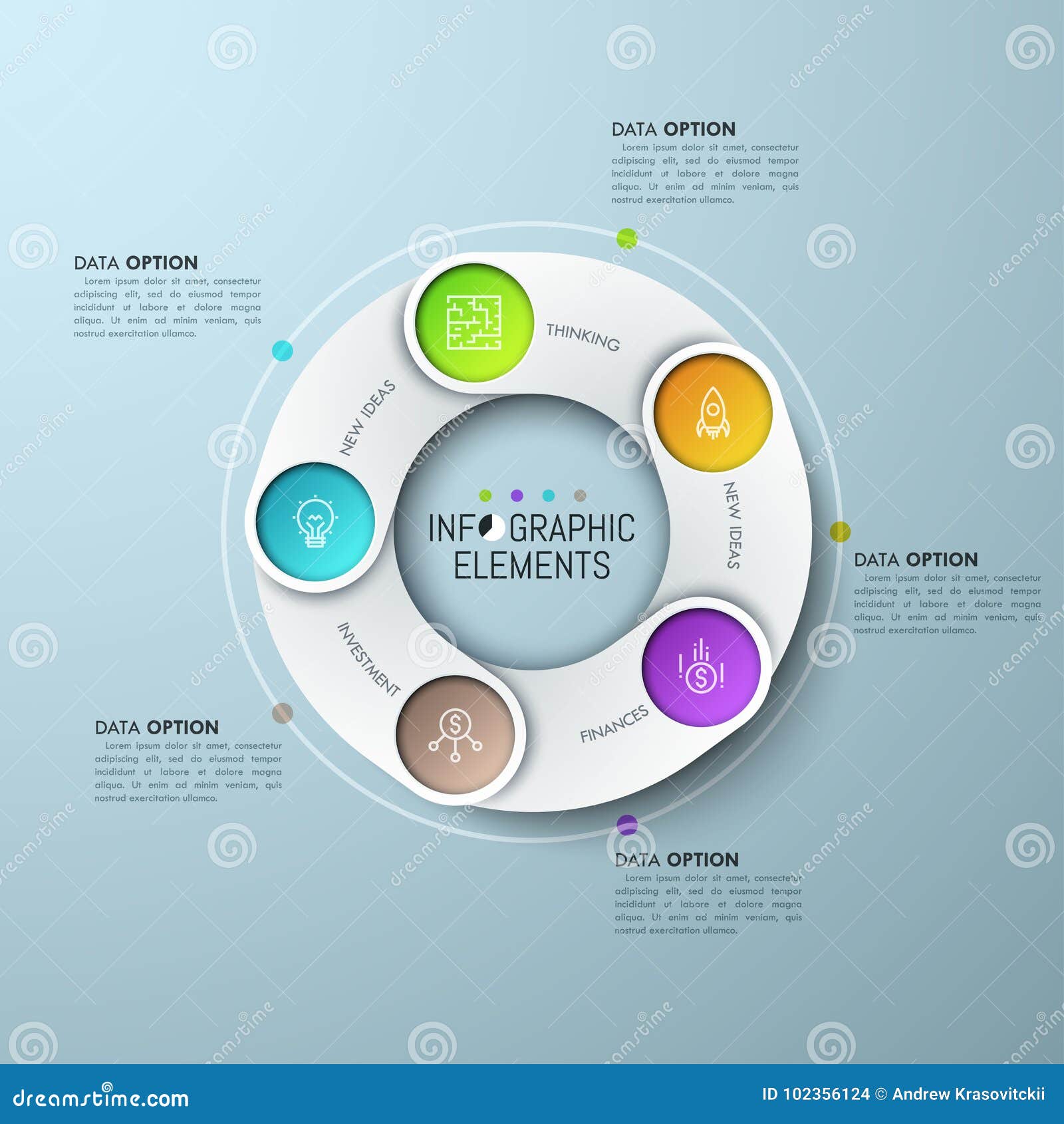 Ring-shaped Chart with 5 Overlapping Elements Stock Vector ...