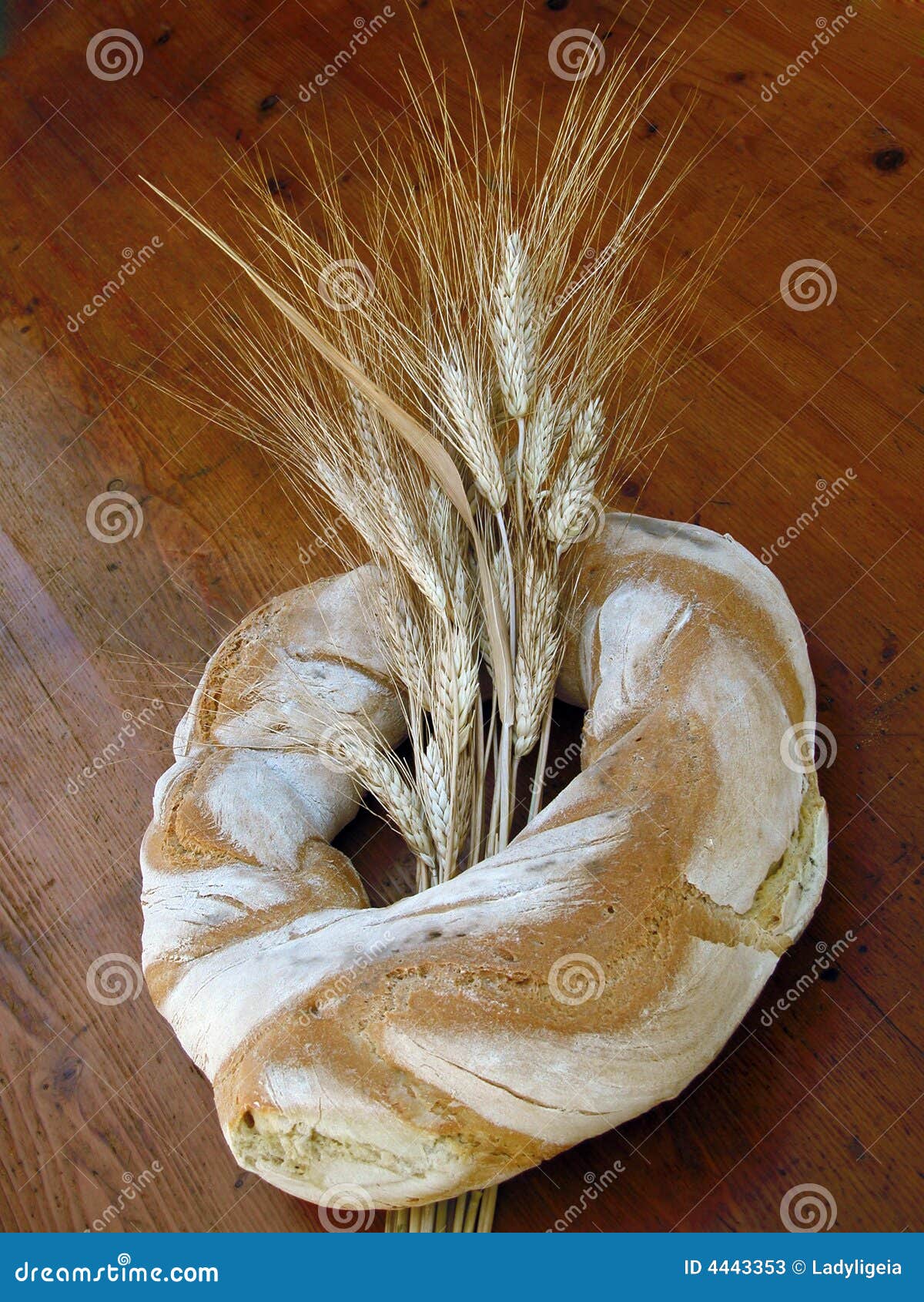 Ring Shaped Loaf of Bread with Wheat Sheaf Stock Image - Image of ...
