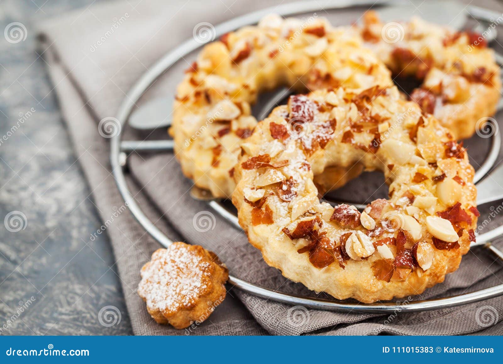 Ring Shortbread Cookies with Peanuts on Top Stock Image - Image of ...