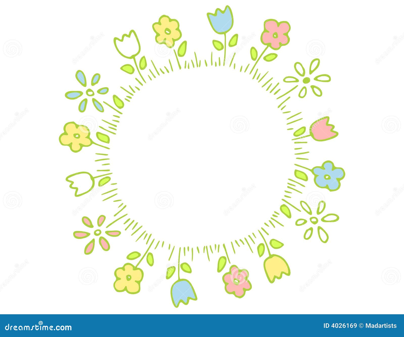 Ring of Spring Flowers in Pastel Colors Stock Illustration ...