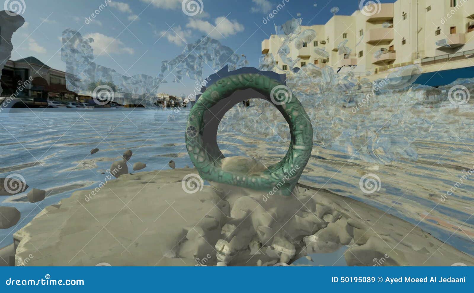 Ring Square Statue and Water Splash Stock Video - Video of motion, city ...